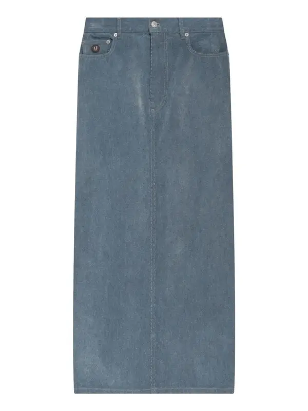 Moschino Belted Denim Maxi Skirt - Blue