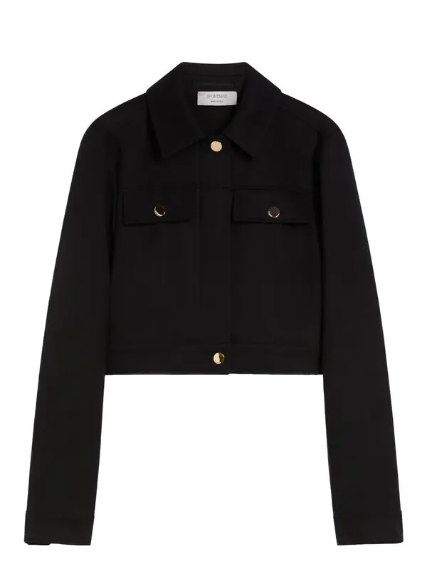 Sportmax Cotton Cady Cropped Jacket With Metal Buttons - Black