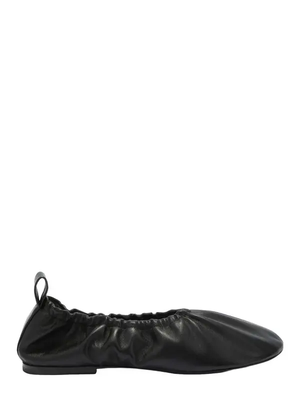 JIL SANDER Gathered Detail Slip-on Flat Ballerinas - Black