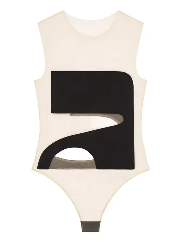 COURREGES Sleeveless Cut-out Detailed Bodysuit With Satin Logo - White