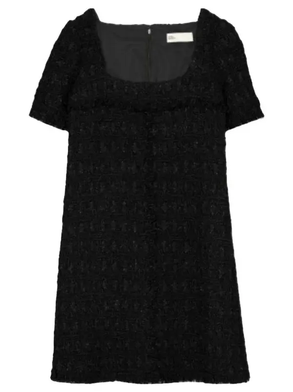 Tory Burch Tweed Square Neck Mini Dress - Black