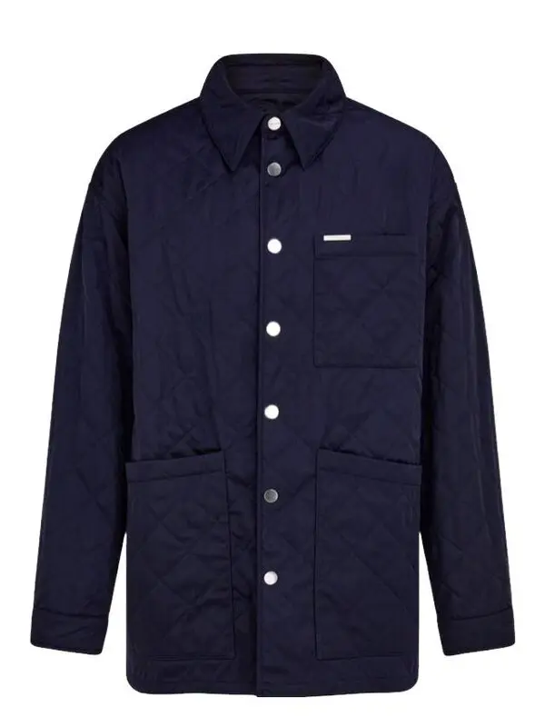 FERRAGAMO Quilted Shirt Jacket - Navy
