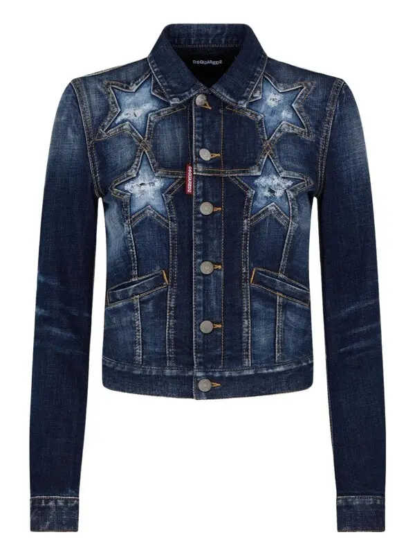 Dsquared2 Denim Jacket With Star Embellishments - Black
