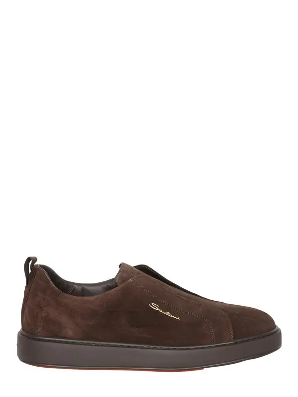 Santoni Logo Printed Slip-on Sneakers - Brown