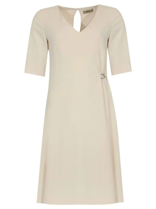 Herno Short-sleeved V-neck Midi Dress - Nude