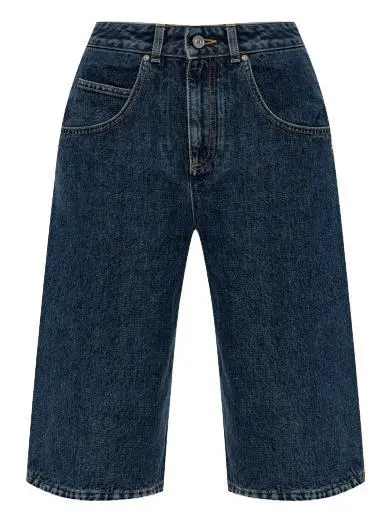 Givenchy 4g Embroidered Knee-length Denim Shorts - Navy Blue