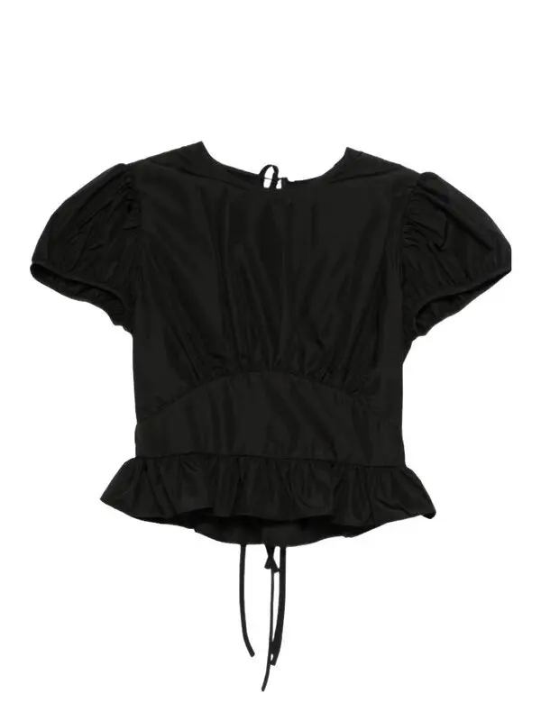 Cecilie Bahnsen Short Sleeve Top With Tie Detail - Black