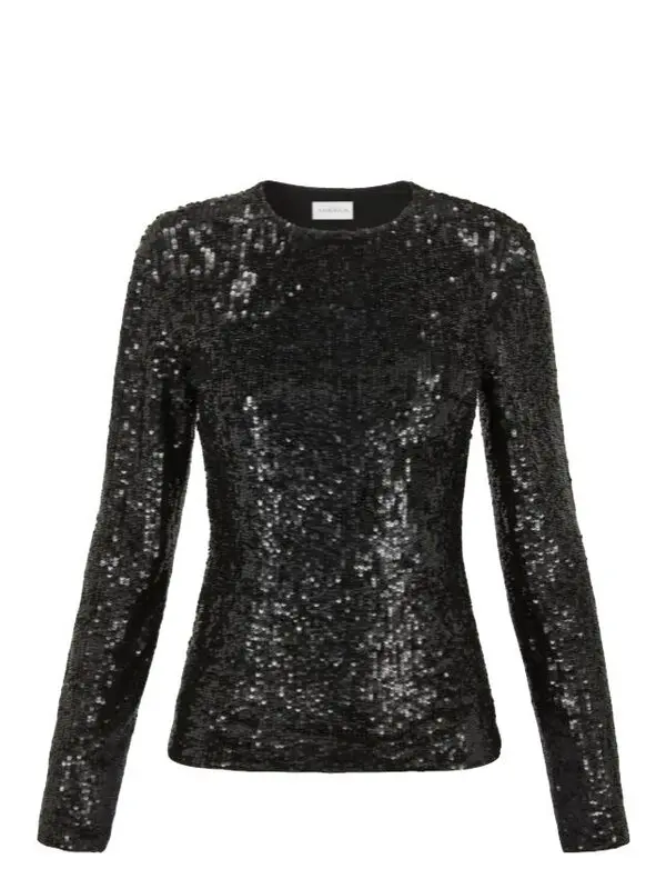 P.a.r.o.s.h Embellished Sequin Long-sleeve Blouse - Black
