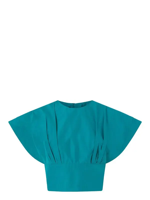 Pinko Asparago Cropped Taffeta Top - Green