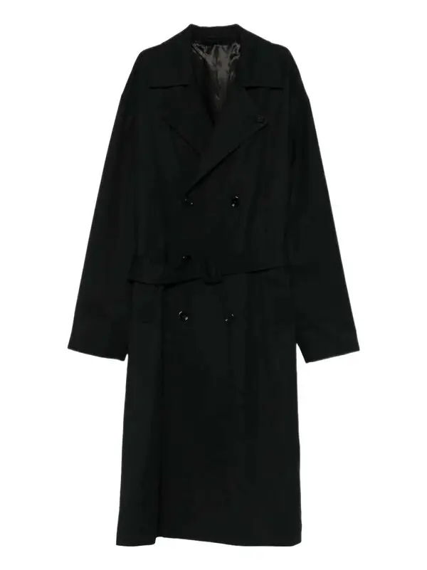 LARDINI Belted Double-breasted Coat - Black