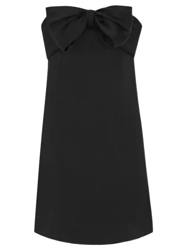 Saint Laurent Bow-detailed Strapless Zipped Mini Dress - Black