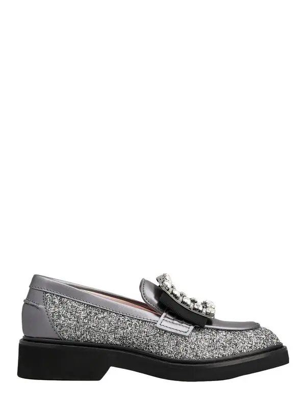 ROGER VIVIER Embellished Loafers - Silver/black