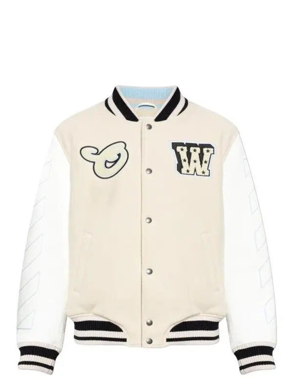 Off-White Varsity Jacket With Star Logo - Cream