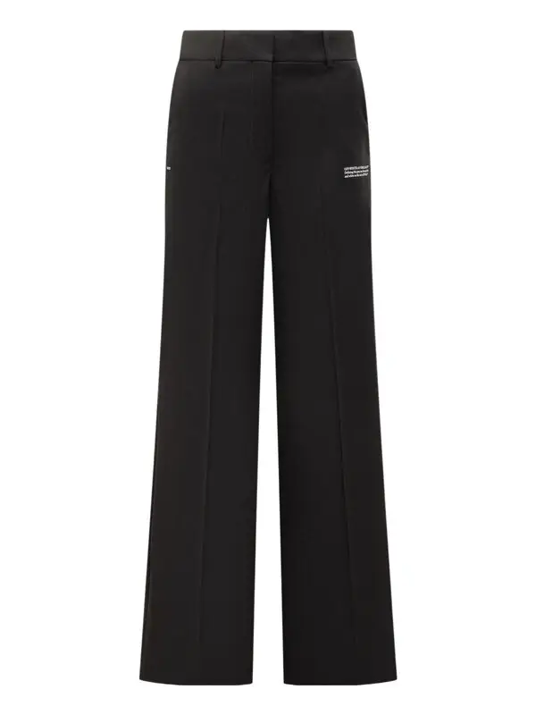 Off-White Pleated Detailed Straight Leg Trousers - Black