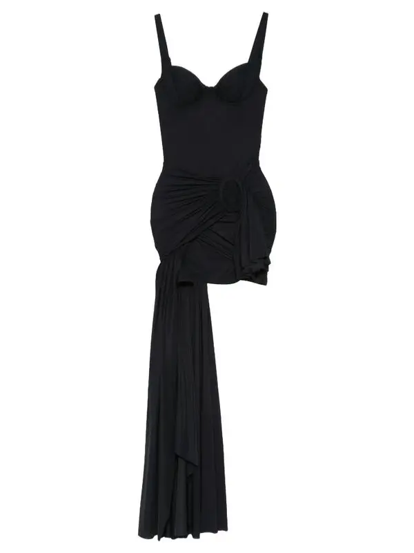 Balenciaga Ruched Sweetheart Neck Midi Dress - Black