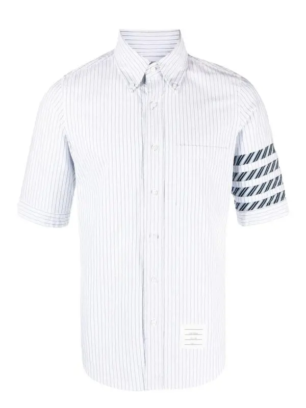 Thom Browne Striped Short-sleeved Shirt - Blue