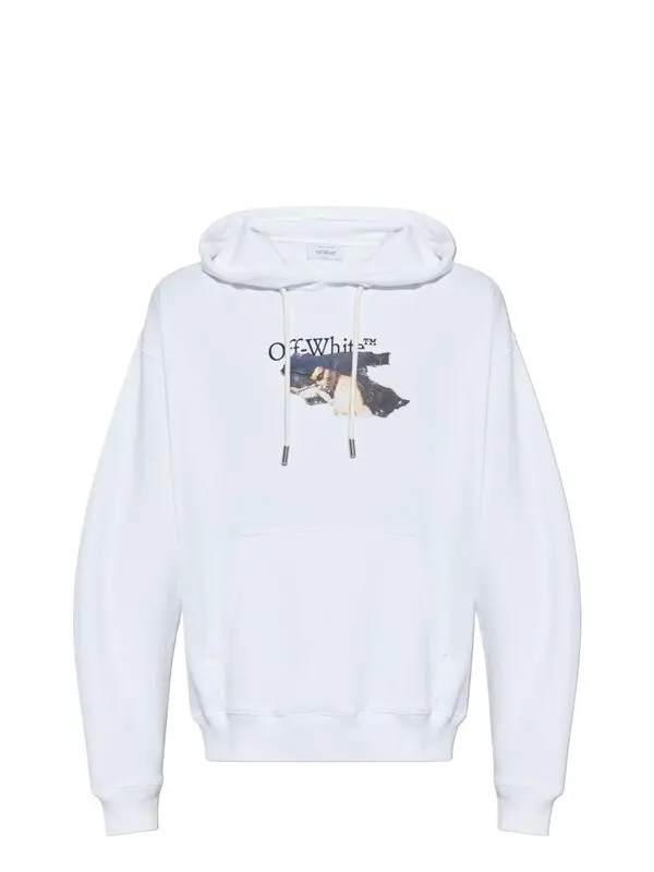 Off-White Graphic Detail Drawstring Hoodie - White