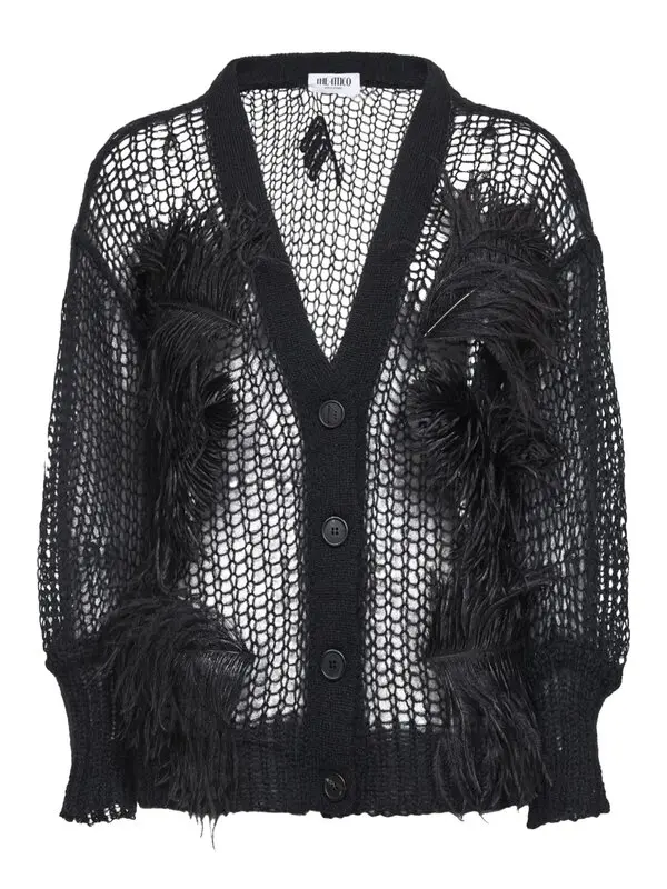 Attico Cut-out Knitted Cardigan - Black