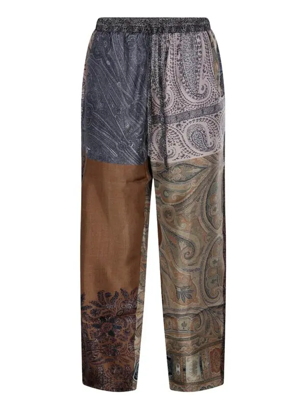 PIERRE-LOUIS MASCIA Aloe Paisley Print Patchwork Trousers - Kaki