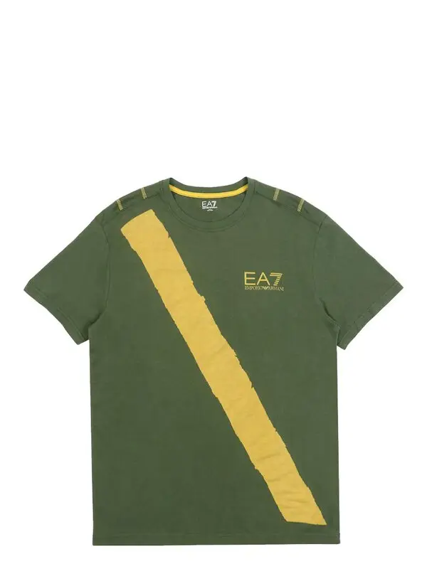 EA7 Logo Printed T-shirt With Round Neck - Green