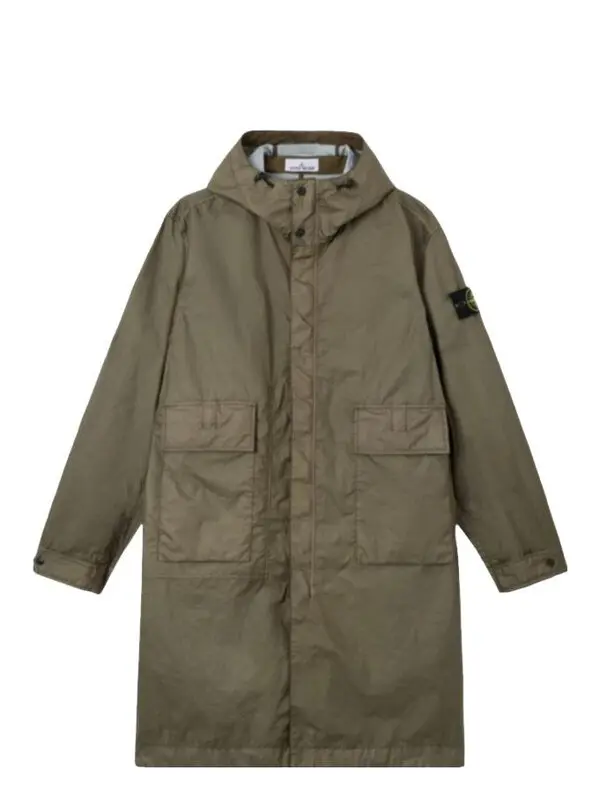 Stone Island Hooded Parka Coat - Green