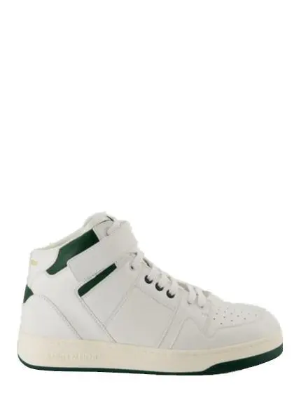 Saint Laurent Round Toe Lace-up Sneakers - White