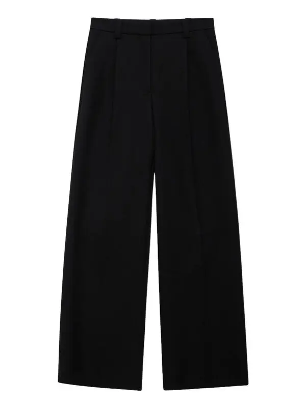 ANINE BING High-waisted Pleated Front Trousers - Black