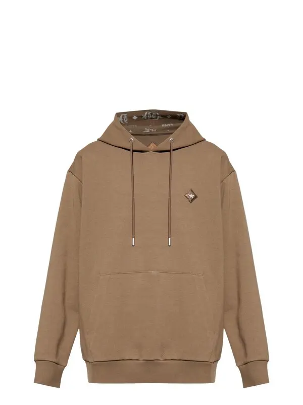 Mcm Long Sleeve Hoodie With Drawstring Hood And Kangaroo Pocket - Brown