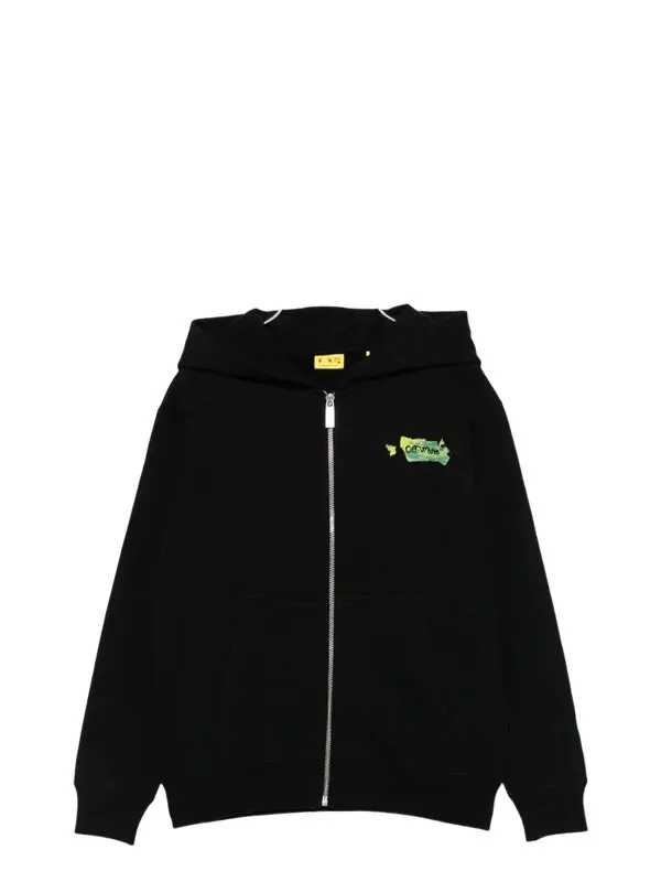Off-White Zip-up Graphic Hoodie - Black