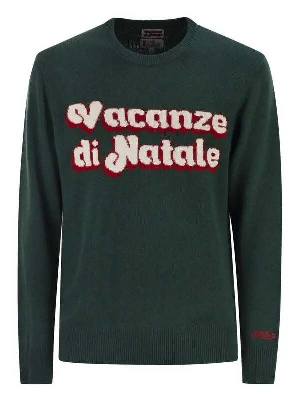 MC2 SAINT BARTH Vacanze Di Natale" Logo Jacquard Jumper - Green