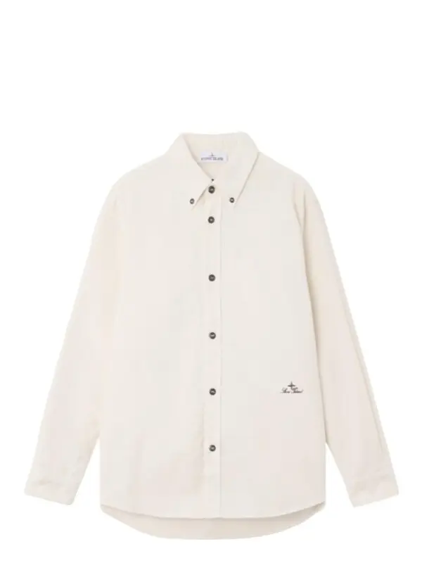 Stone Island Logo Embroidered Shirt - Ivory