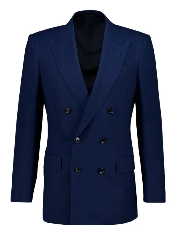 TOM FORD Double-breasted Wool Blazer - Blue