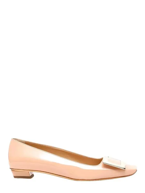 ROGER VIVIER Belle Vivier Square Buckle Flat - Nude