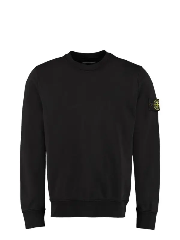 Stone Island Logo Patch Crewneck Sweatshirt - Black