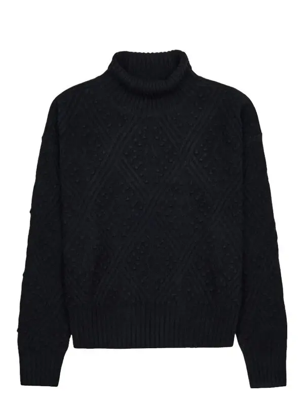 Max Mara High-necked Long-sleeved Sweater With Ribbed Details - Black