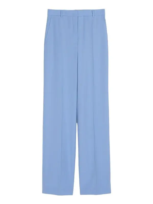 Max Mara High Waist Wool Satin Crepe Trousers - Blue