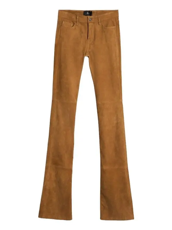 7 For All Mankind Low Rise Skinny Boot Suede Trousers - Caramel Color