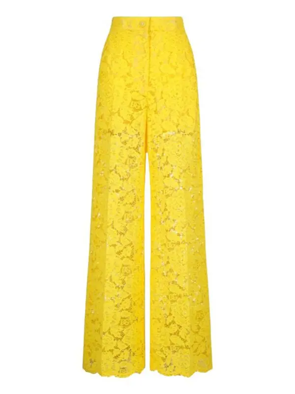 Dolce & Gabbana Lace Wide-leg Trousers - Yellow