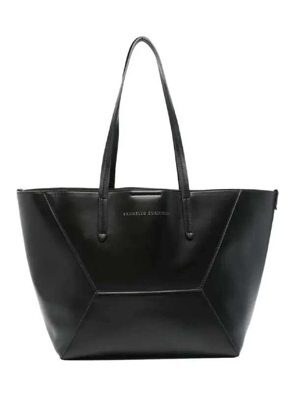 Brunello Cucinelli Panelled Leather Tote Bag - Black