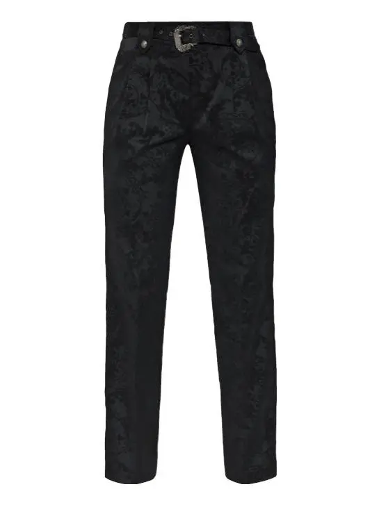 Versace Damask Pattern Belted Trousers - Black