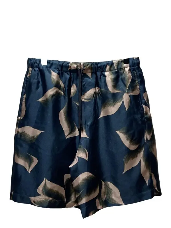 Dries Van Noten Floral Print Elastic Waist Shorts - Black