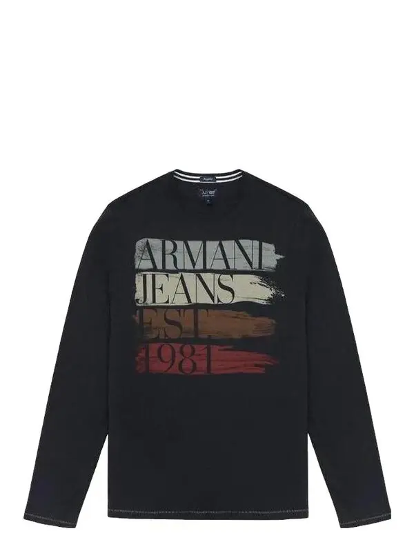Emporio Armani T-shirt With Round Neck And Long Sleeves - Black