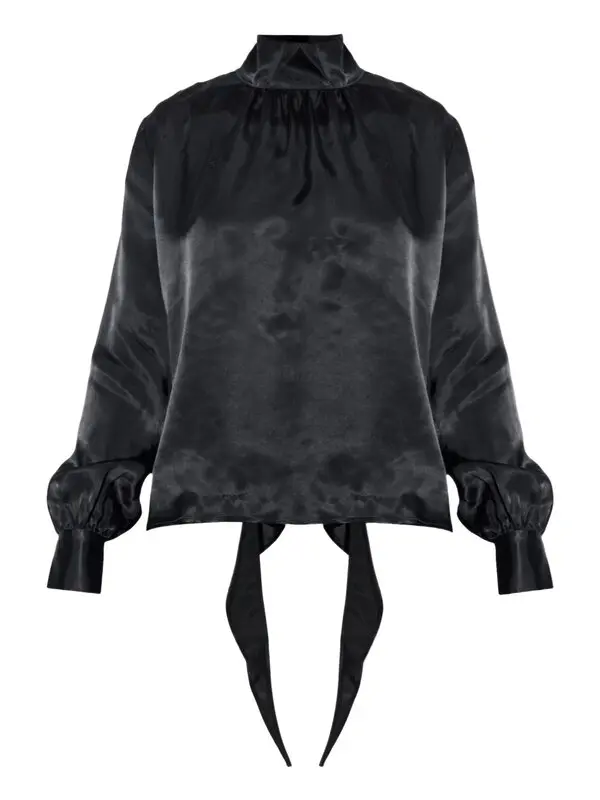 Vetements High-neck Open-back Top With Pleats And Decorative Buttons - Black