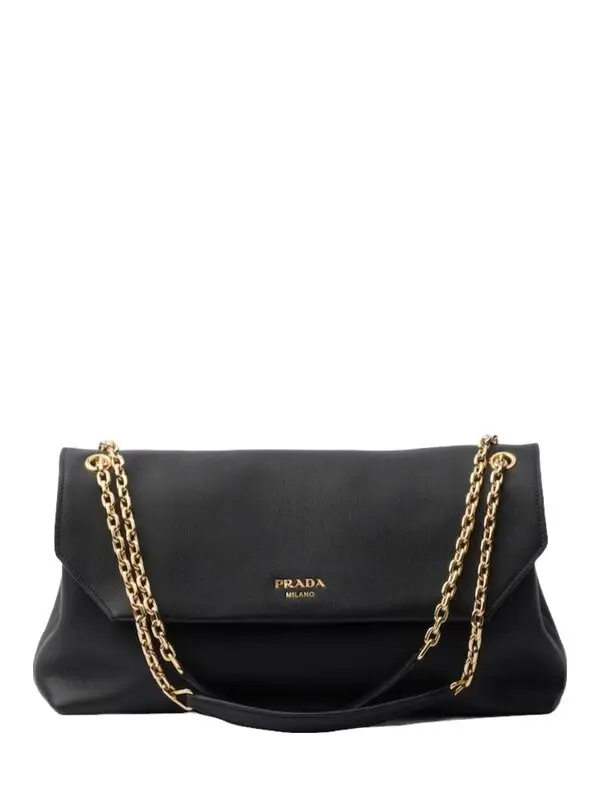 Prada Medium Leather Shoulder Bag - Black
