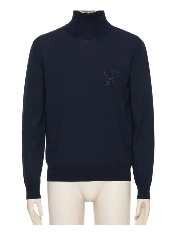 Valentino Garavani Wool High-neck Jumper With Vg Embroidery - Black