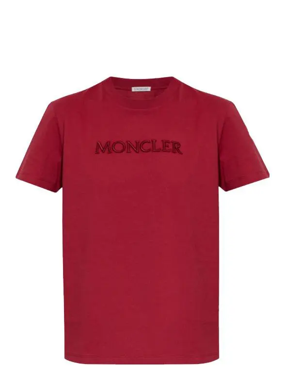 Moncler Embroidered Tonal Logo T-shirt - Wine Red