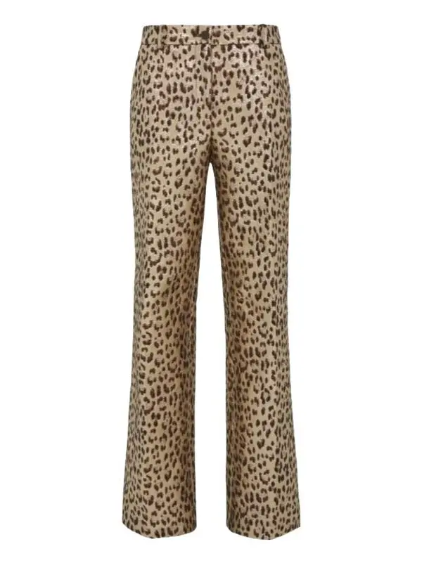 P.a.r.o.s.h Leopard Print Trousers - Nude