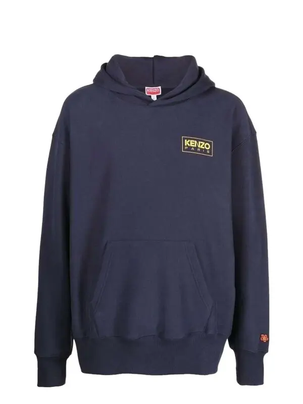 Kenzo Logo Printed Pouch Pocket Hoodie - Black
