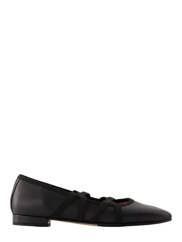 CAREL Suede Ballerina Flats With Straps - Black