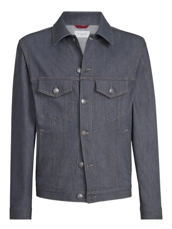 Brunello Cucinelli Denim Trucker Jacket - Medium Gray